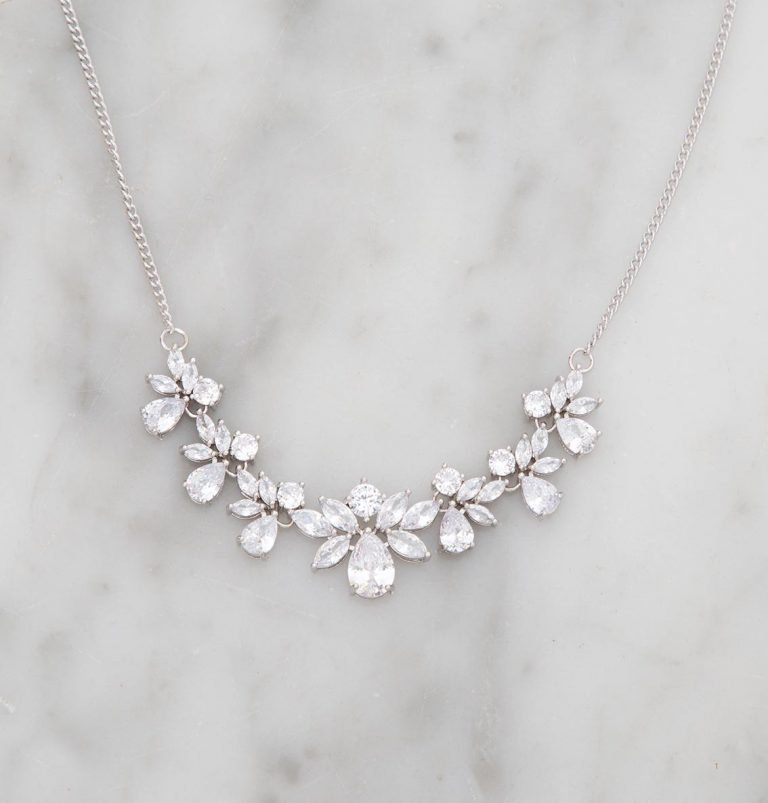 Collier mariage élégant en cristal Zircon, bijou original argenté